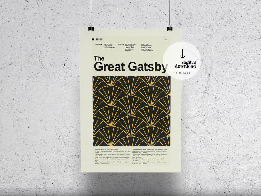 The Great Gatsby | DIGITAL ARTWORK DOWNLOAD | PrintsandgiggIes