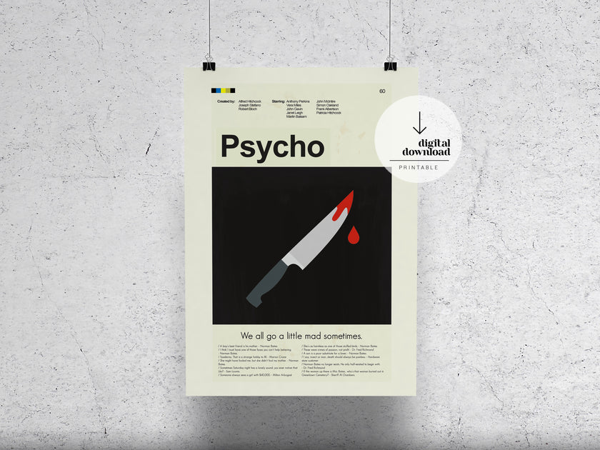 Psycho | DIGITAL ARTWORK DOWNLOAD | PrintsandgiggIes